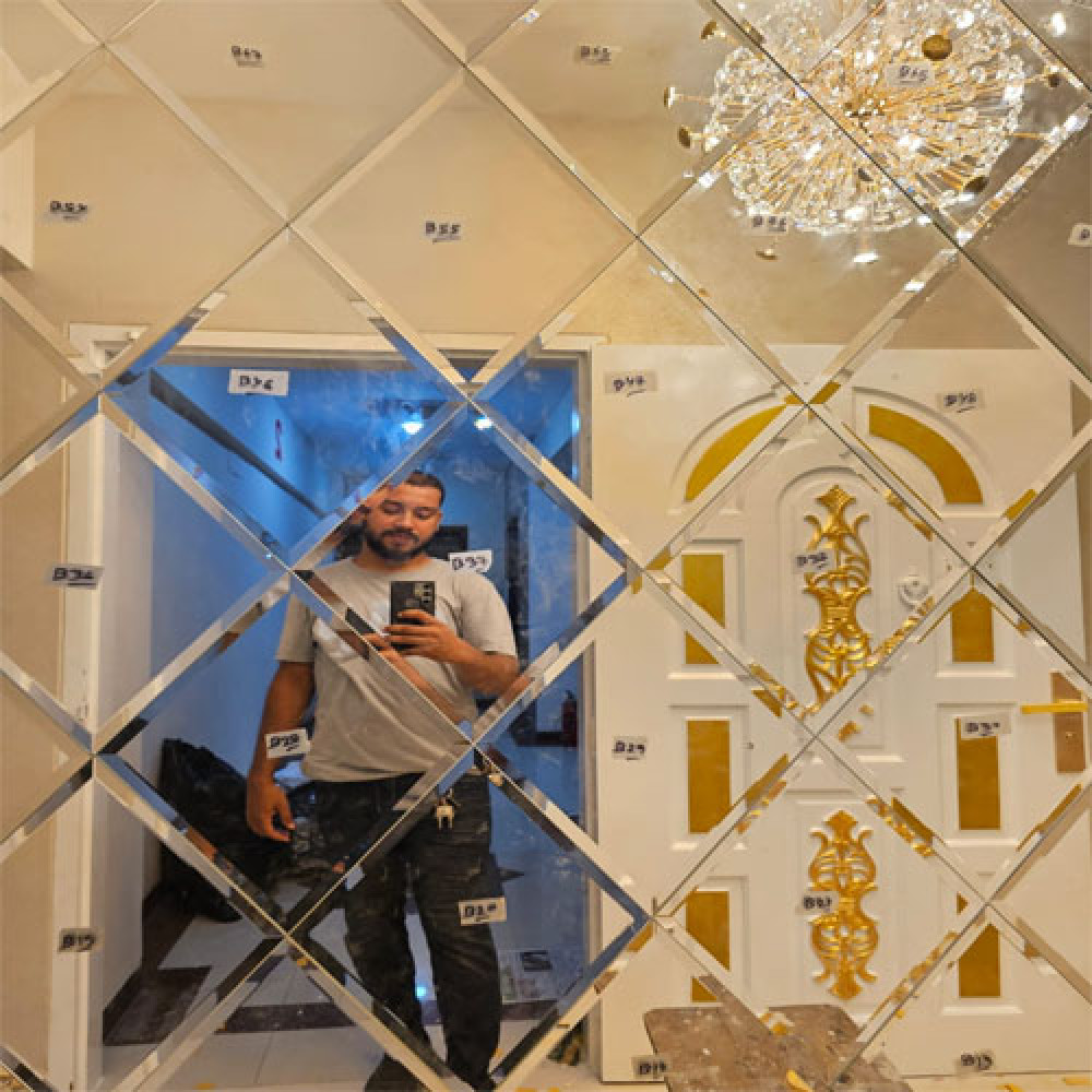 Diamond cut beveled mirror Dm001